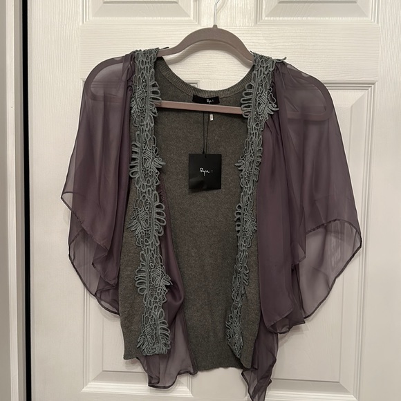 Ryu | Sweaters | Ryu Cardigan With Sheer Sleeve Smallnwt | Poshmark
